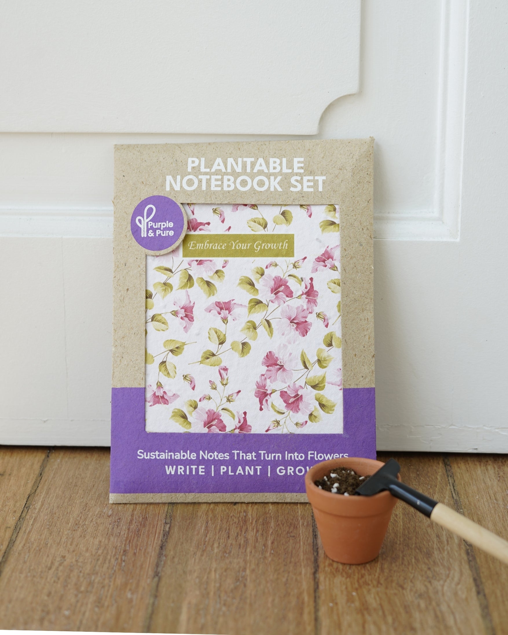 Hibiscus Bloom Plantable Notebook Set – Purple & Pure